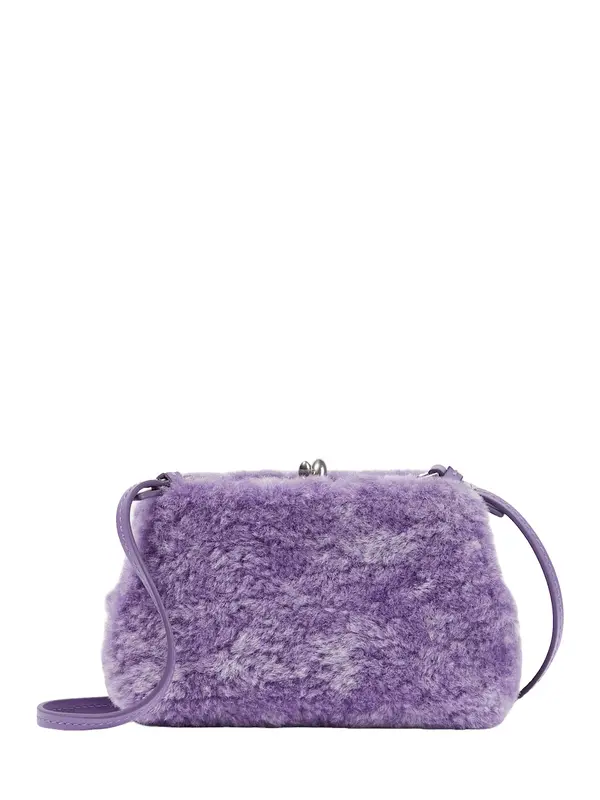JIL SANDER Goji Micro Shearling Shoulder Bag - Purple