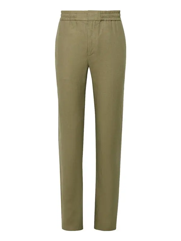 Loro Piana Gadd Straight-leg Linen Trousers - Green