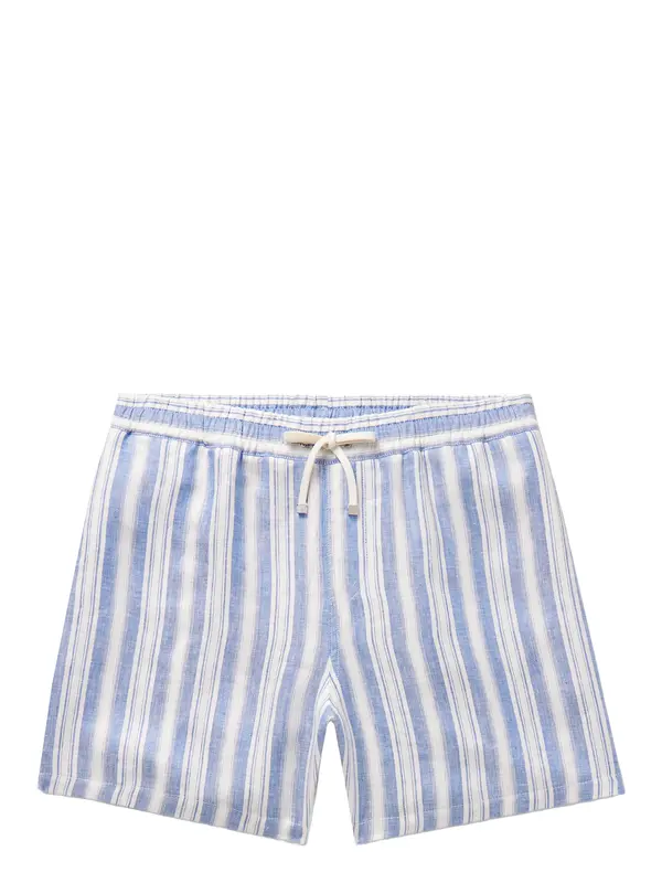 Loro Piana Striped Linen Bermuda Shorts - Blue