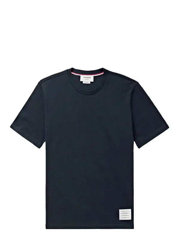 Thom Browne Logo-appliquéd Striped Cotton-piqué T-shirt - Blue