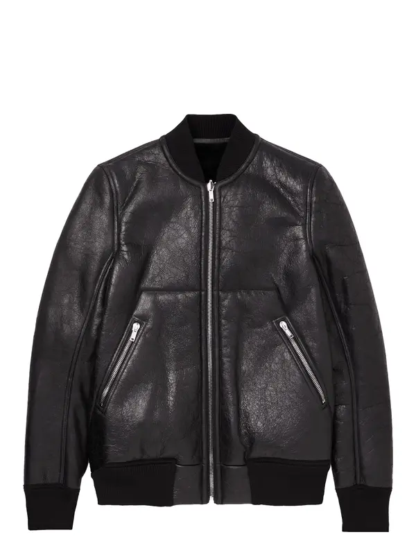 Rick Owens Luxor Shearling Bomber Jacket - Black