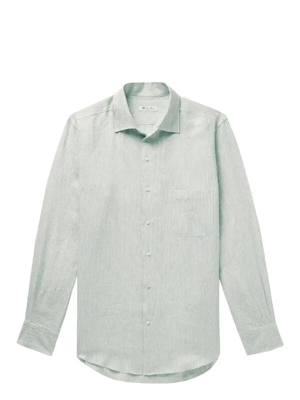 Loro Piana André Striped Linen Shirt - Green