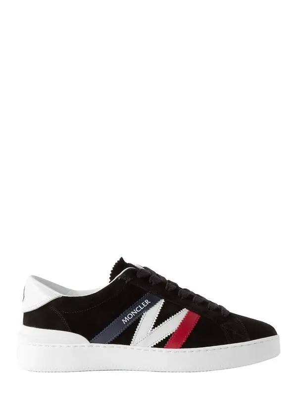 Moncler Leather-trimmed Suede Sneakers - Black