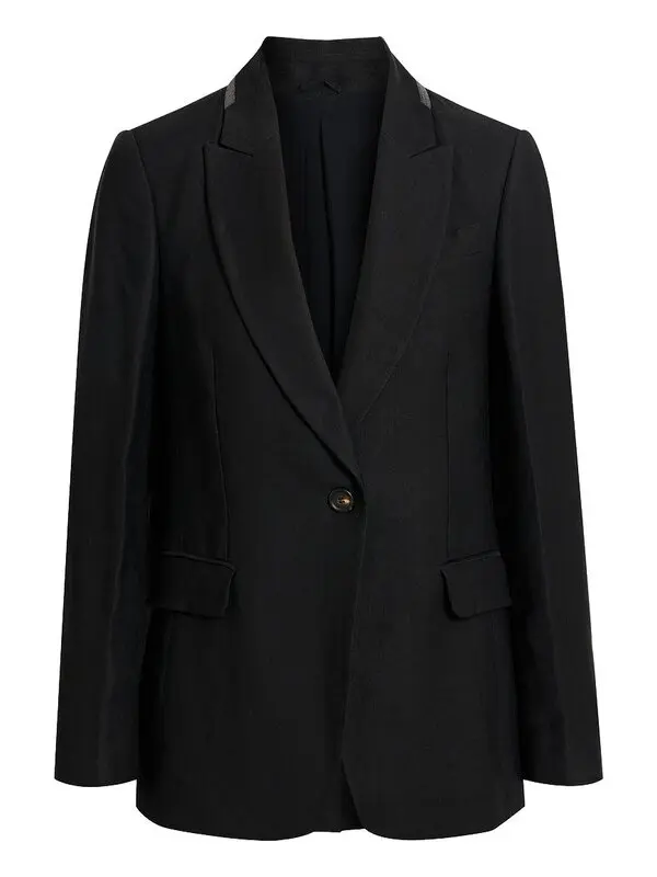 Brunello Cucinelli Bead-embellished Twill Blazer - Black
