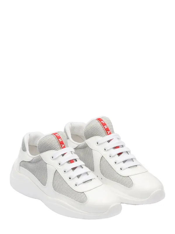 Prada America's Cup Fabric Sneakers - White/silver