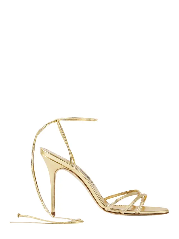 Manolo Blahnik Leva 105 Metallic Leather Sandals - Gold