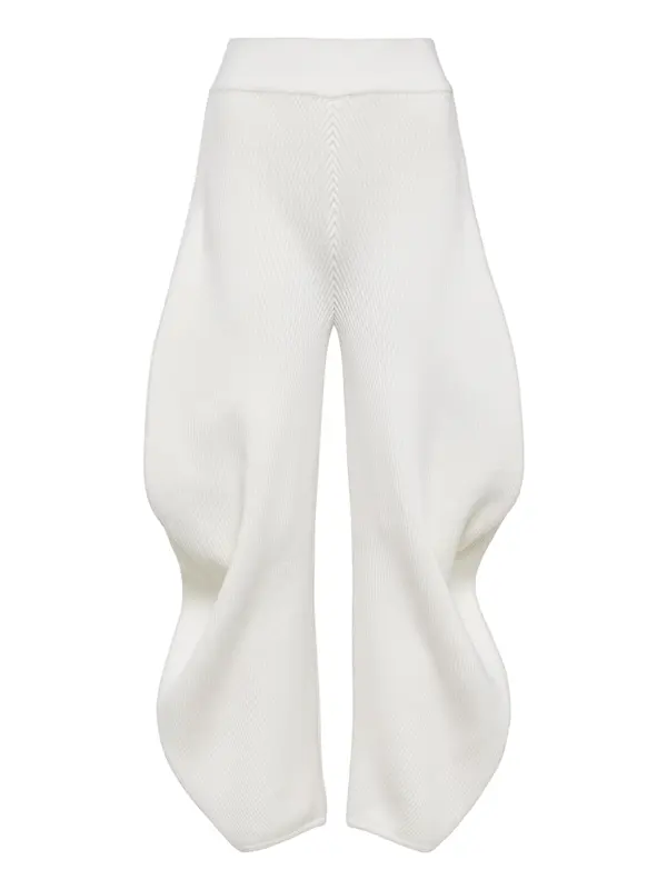 Alaïa High-rise Knit Barrel-leg Pants - Neutrals