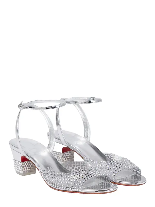 CHRISTIAN LOUBOUTIN Cassandrissima Embellished Sandals - Silver