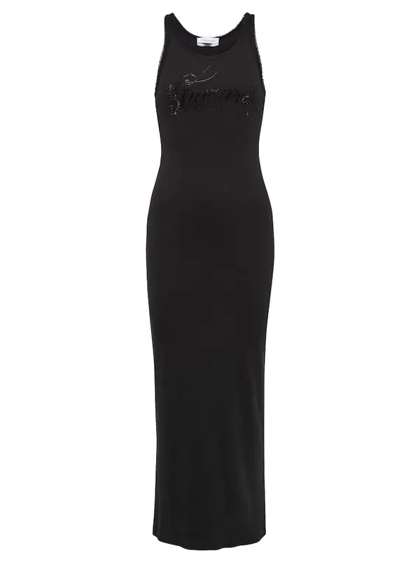 Blumarine Logo Cotton-blend Maxi Dress - Black