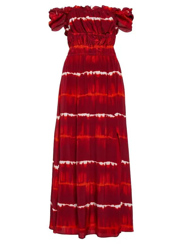 Altuzarra Printed Off-shoulder Midi Dress - Red