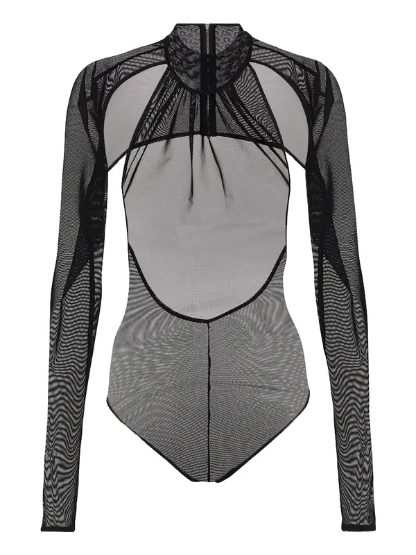 David Koma Cutout Mesh Bodysuit - Black