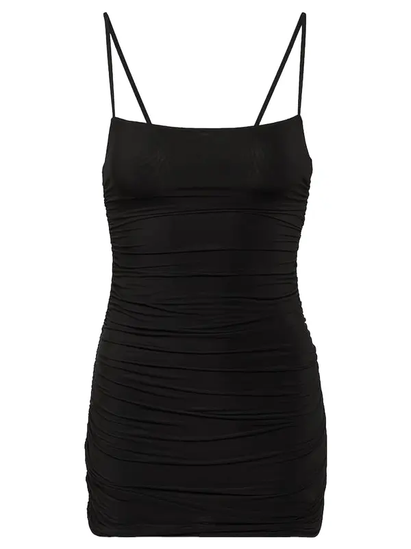 Wardrobe.NYC Ruched Mini Dress - Black