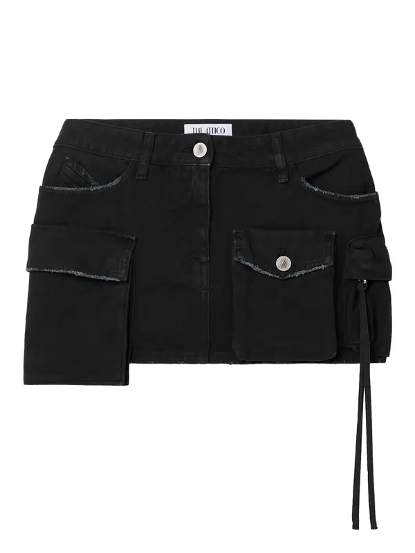 Attico Fay Denim Mini Skirt - Black