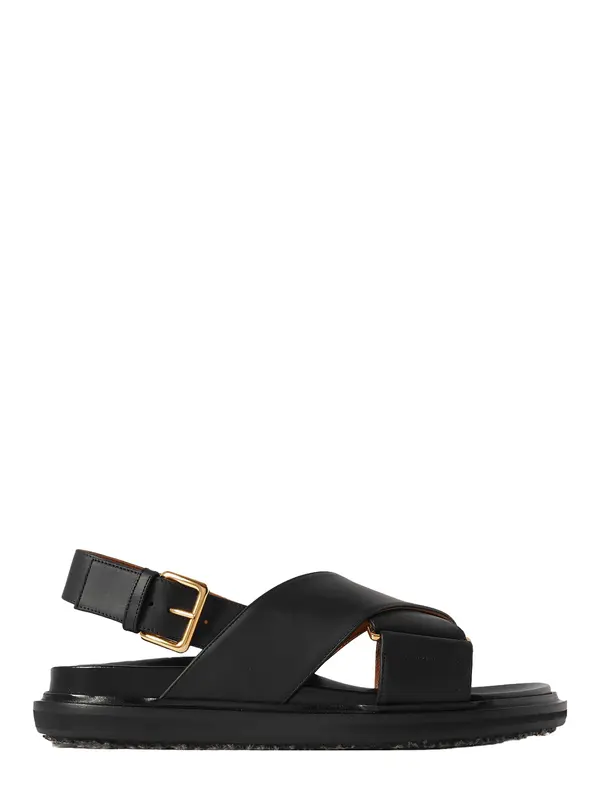 Marni Fussbett Leather Slingback Sandals - Black