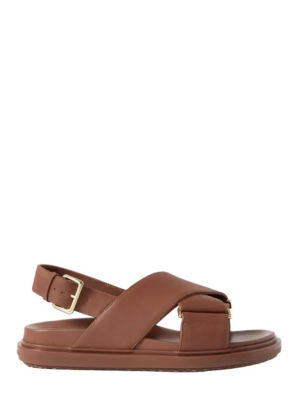 Marni Fussbett Leather Slingback Sandals - Brown