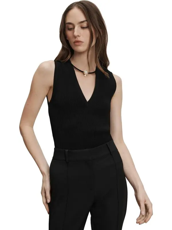 Veronica Beard Sid Knit Tank Top - Black