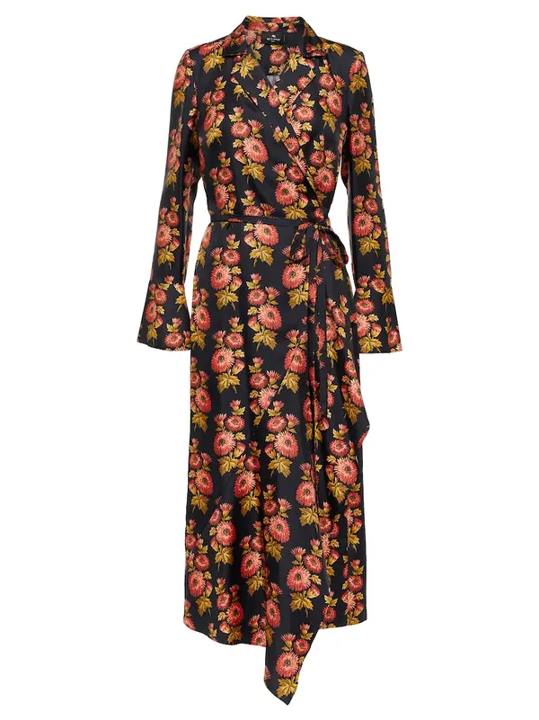 Etro Floral Silk Twill Wrap Midi Dress - Multicoloured