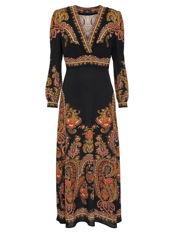 Etro Paisley Printed Midi Dress - Black