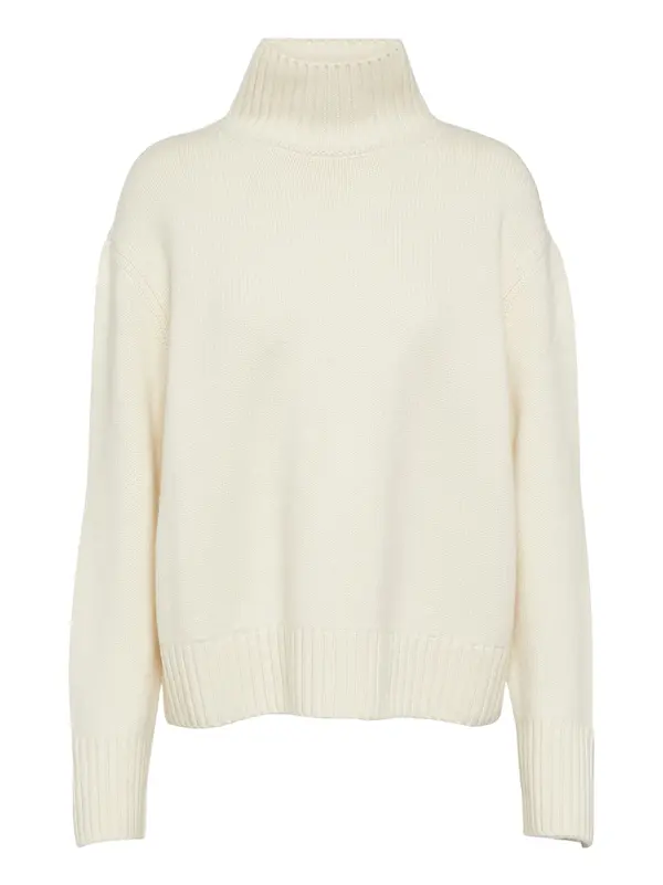 Loro Piana Parksville Cashmere Turtleneck Sweater - White