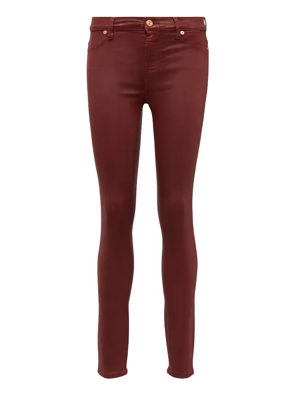 7 For All Mankind High-rise Skinny Jeans - Red