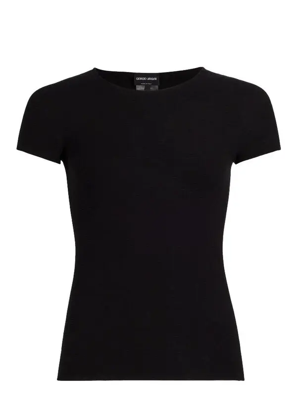 Giorgio Armani Knit Cap Sleeve Tee - Black