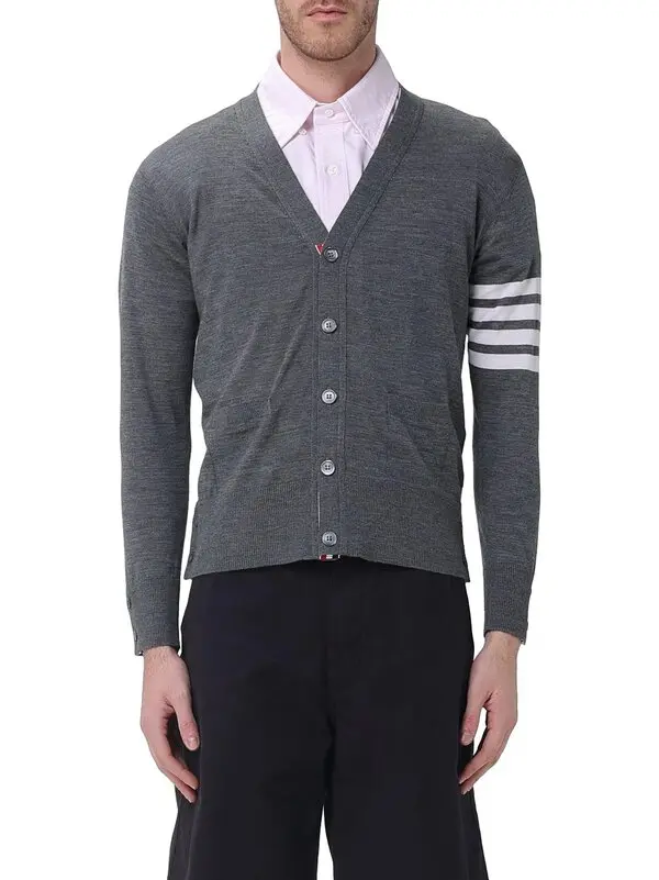 Thom Browne Four-bar Cardigan - Grey