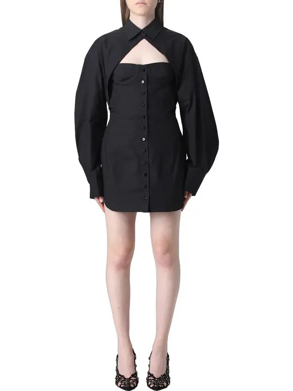 Attico Button-up Mini Dress - Black