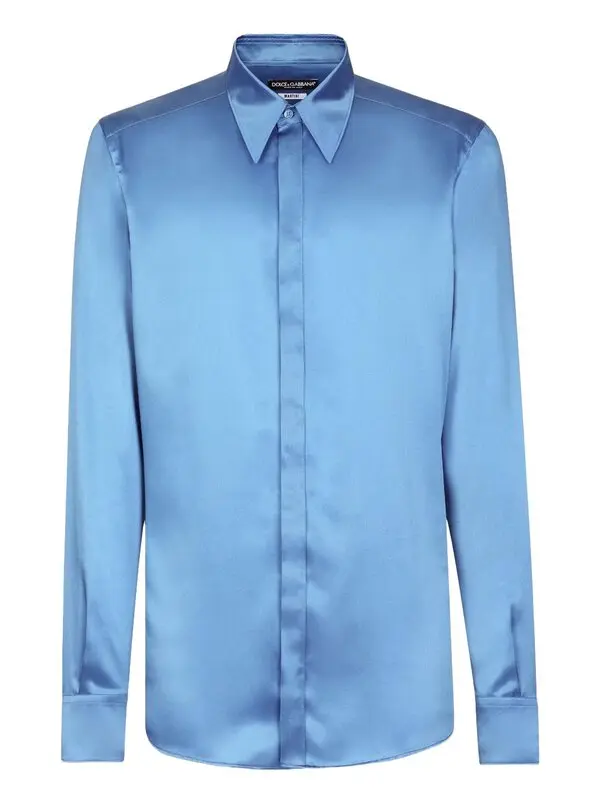 Dolce & Gabbana Long-sleeved Silk Shirt - Blue