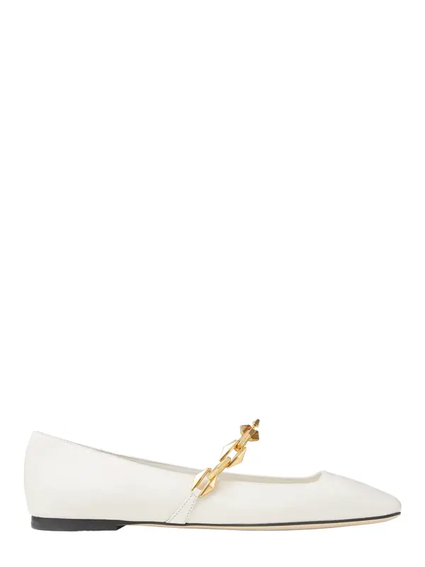 JIMMY CHOO Diamond Tilda Leather Flats - White