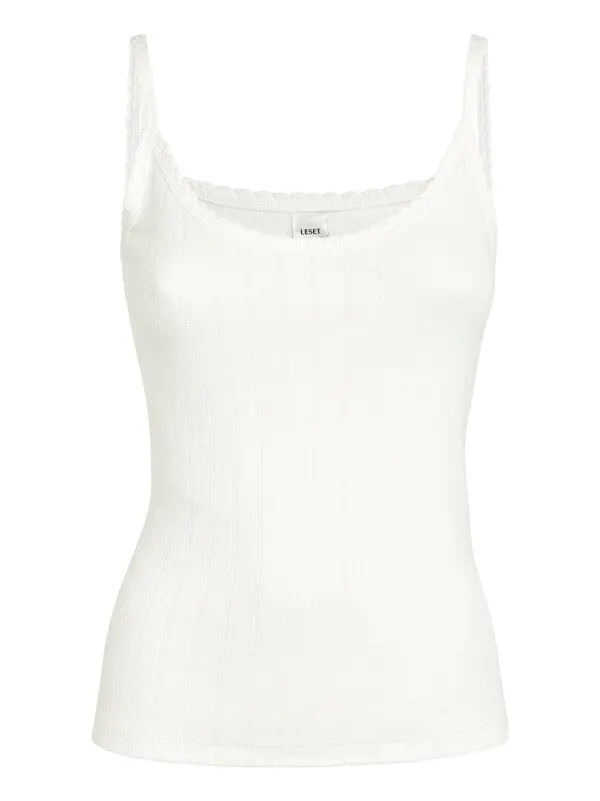 LESET Classic Pointelle Tank Top - White