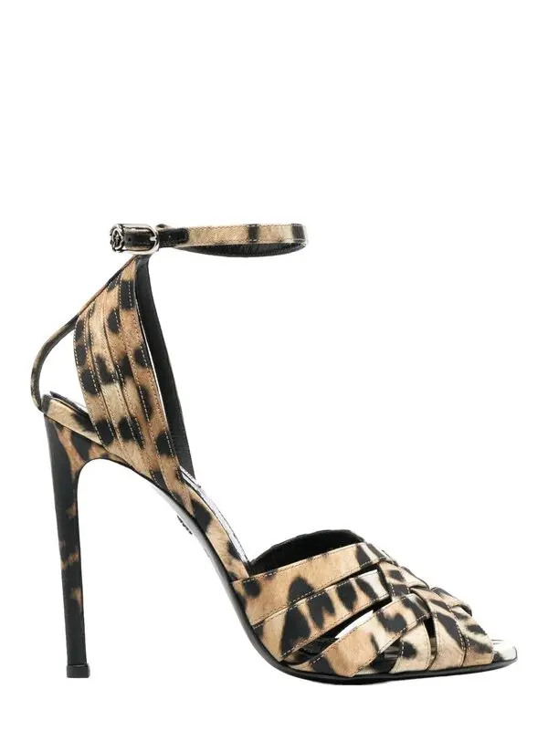 Roberto Cavalli Leopard-print Leather Sandals - Neutrals