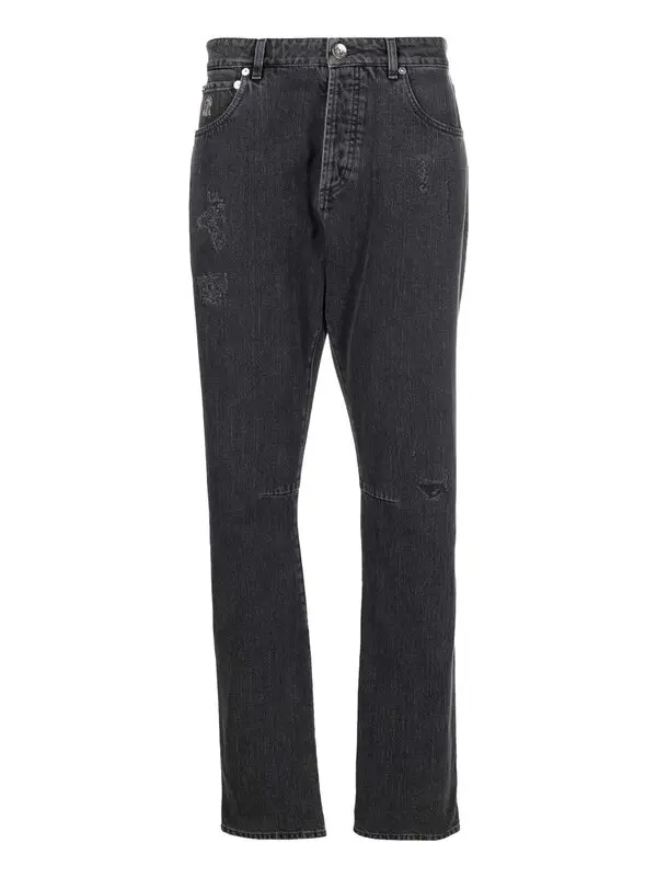 Brunello Cucinelli Dark-wash Straight-leg Jeans - Grey