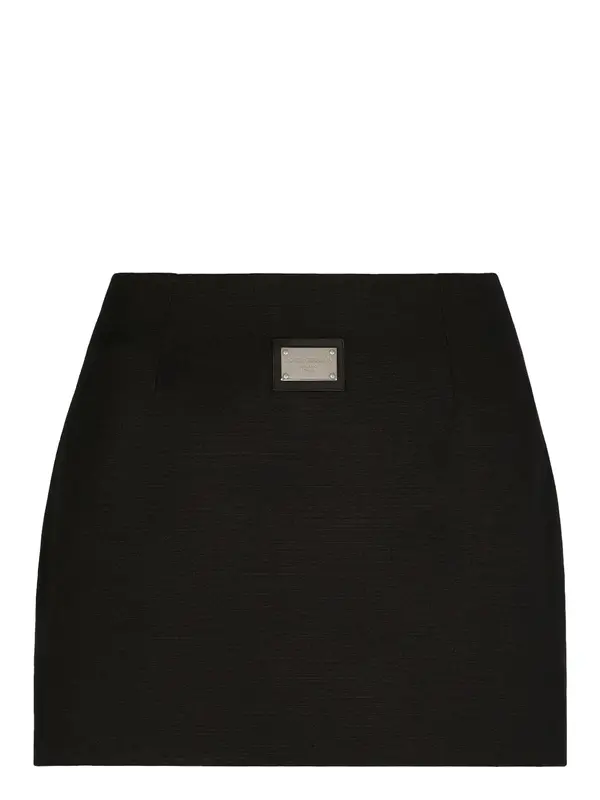 Dolce & Gabbana Logo-plaque High-waisted Miniskirt - Black