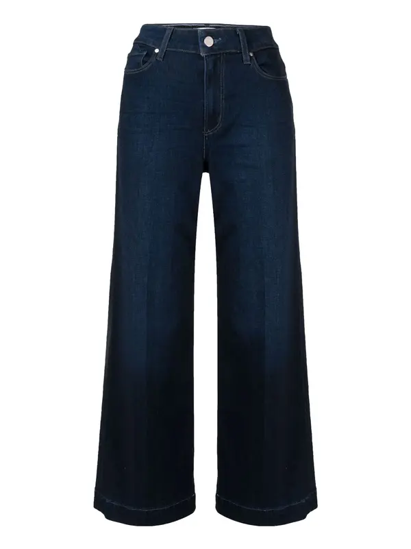 Paige Logo-patch Cropped Jeans - Blue