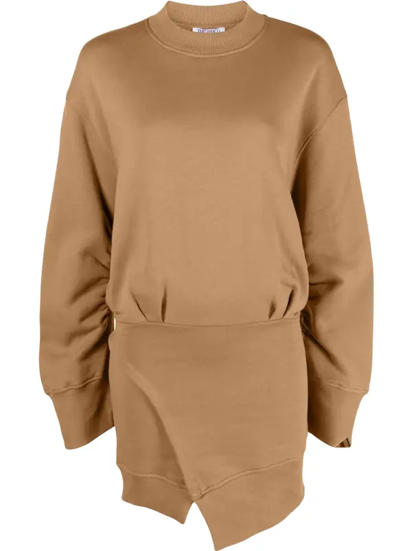 Attico Cotton Sweatshirt Dress - Brown