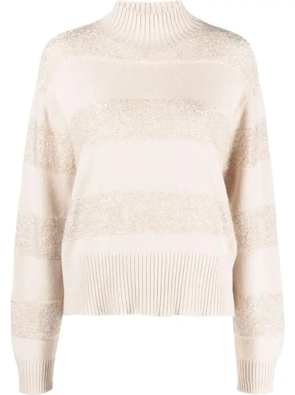 Brunello Cucinelli Striped Roll-neck Sweater - Neutrals