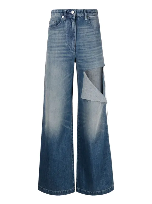 PETER DO Ripped Wide-leg Jeans - Blue
