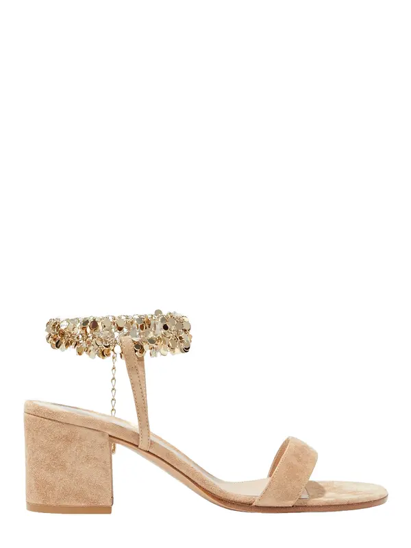 GIANVITO ROSSI Tebe 60 Chain-trimmed Sandals - Beige