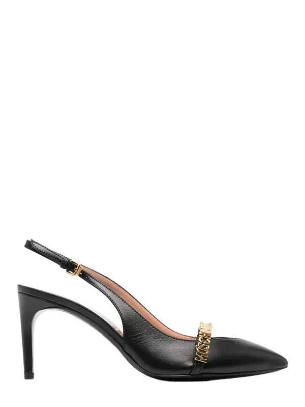 Moschino 85mm Logo-lettering Slingback Pumps - Black