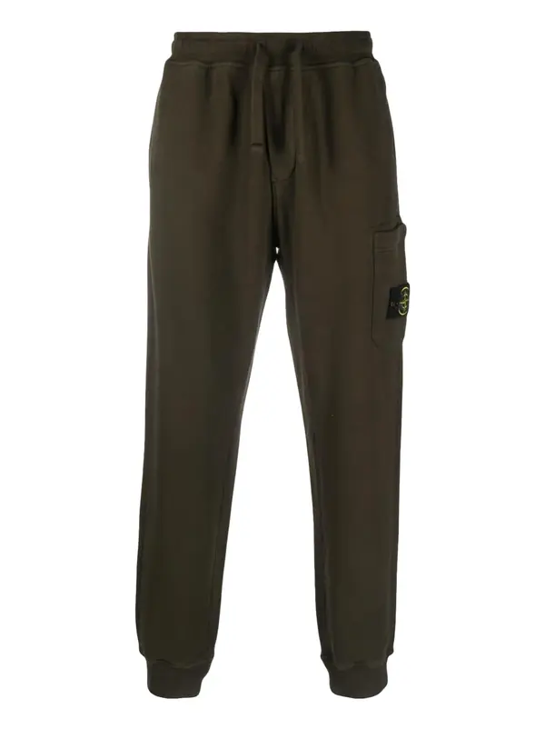 Stone Island Compass Patch Cotton Track Pants - Green