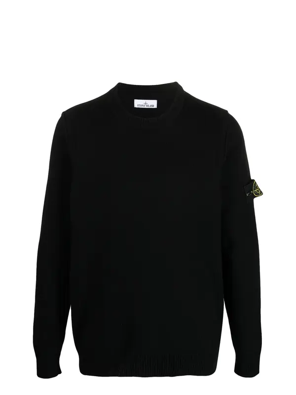 Stone Island Compass Patch Fine-knit Sweatshirt - Black
