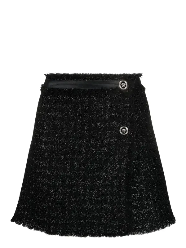 Versace Tweed Wrap Miniskirt - Black