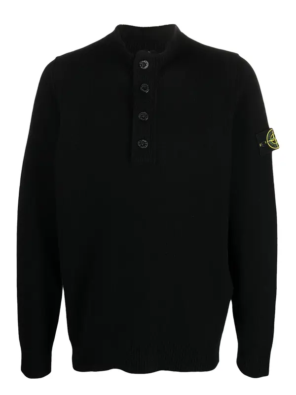 Stone Island Compass Patch Jumper - Black