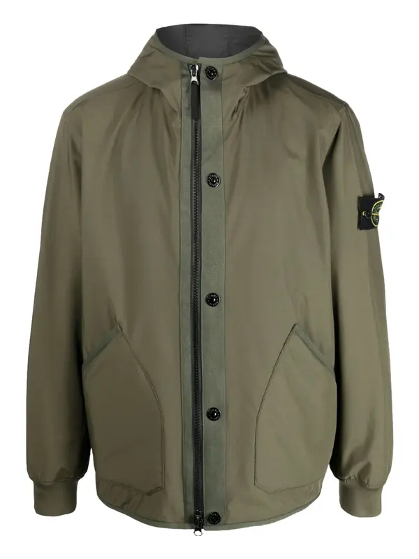 Stone Island Compass-patch Hooded Jacket - Green