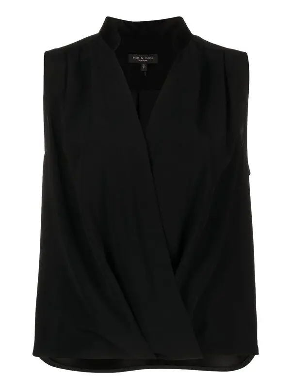 Rag & Bone Meredith Draped Satin Blouse - Black