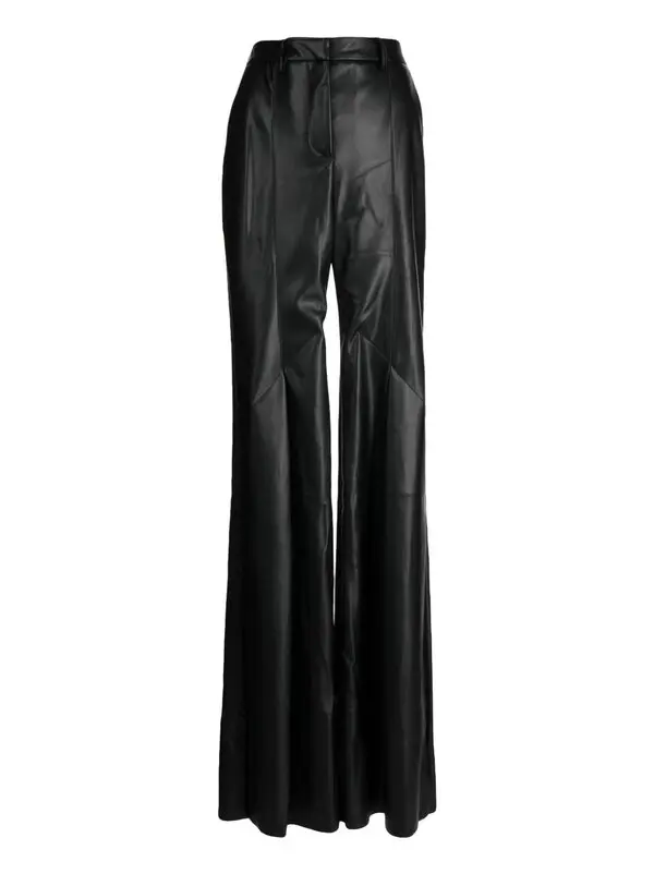 Palmer//harding Faux Leather Flared Trousers - Black
