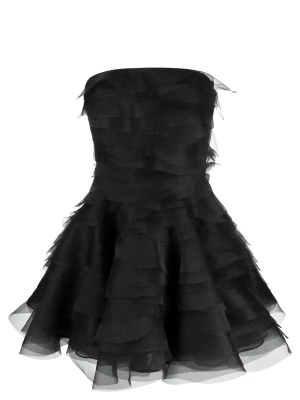 ANA RADU Ruffled Organza Minidress - Black