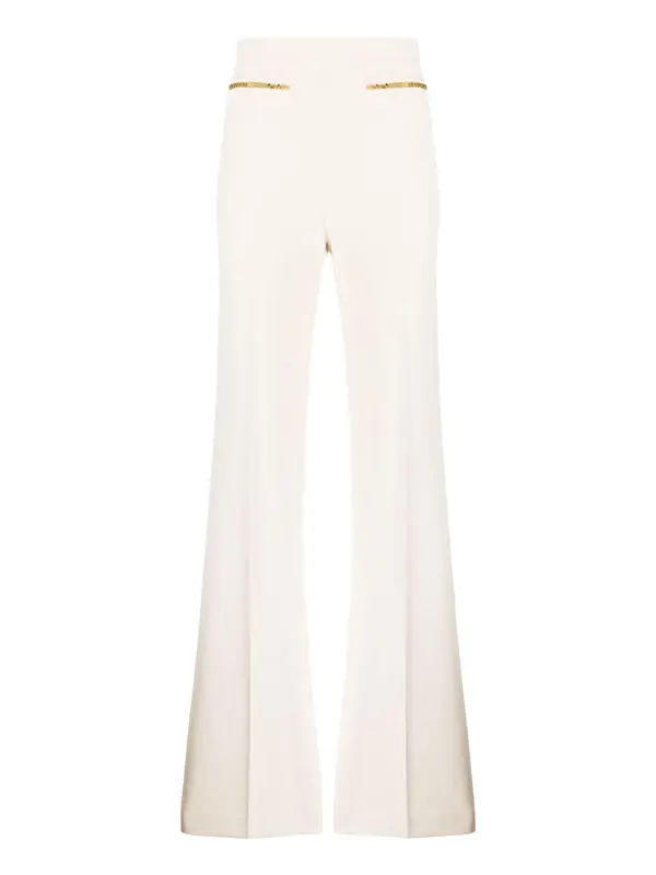 Elisabetta Franchi Chain-detail Straight-leg Trousers - Neutrals
