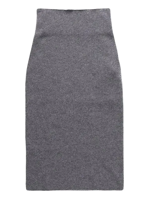 Stella McCartney Ribbed Knit Wool-blend Skirt - Grey