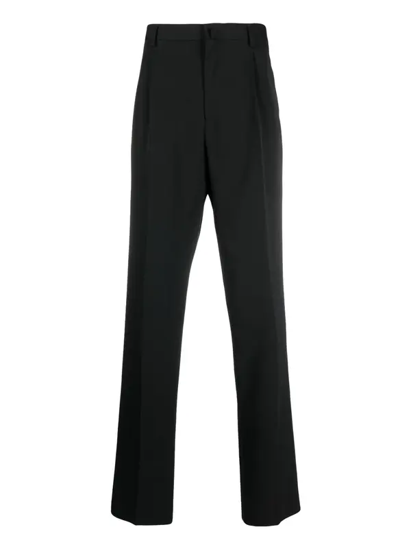 LANVIN Straight-leg Pleated Wool Trousers - Black